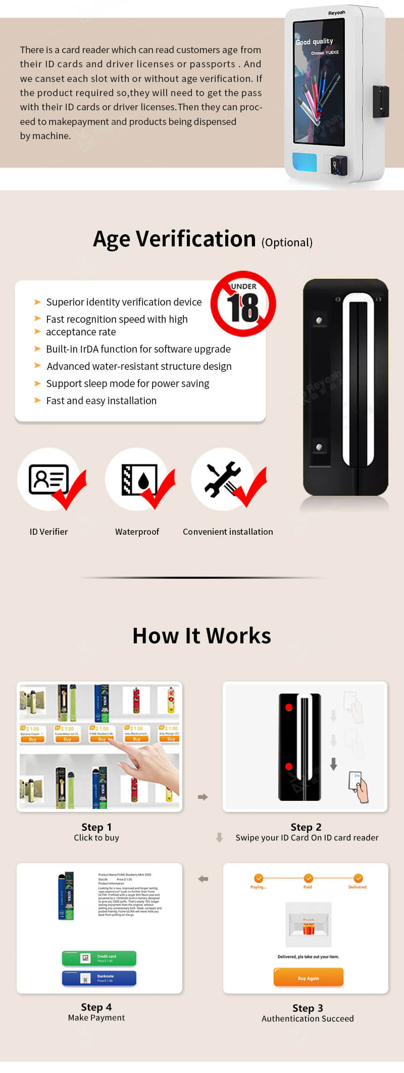 Vape Vending Machine Whosale - Reyeah