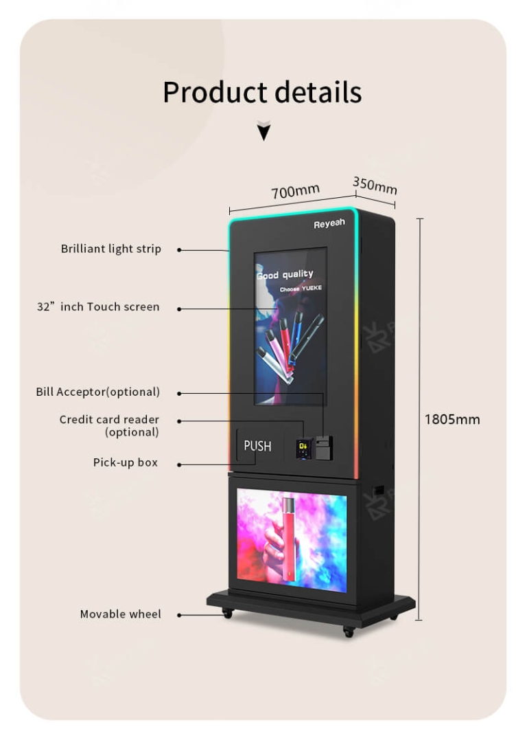 Vape Standing Vending Machine With Wheels-J12 - Reyeah