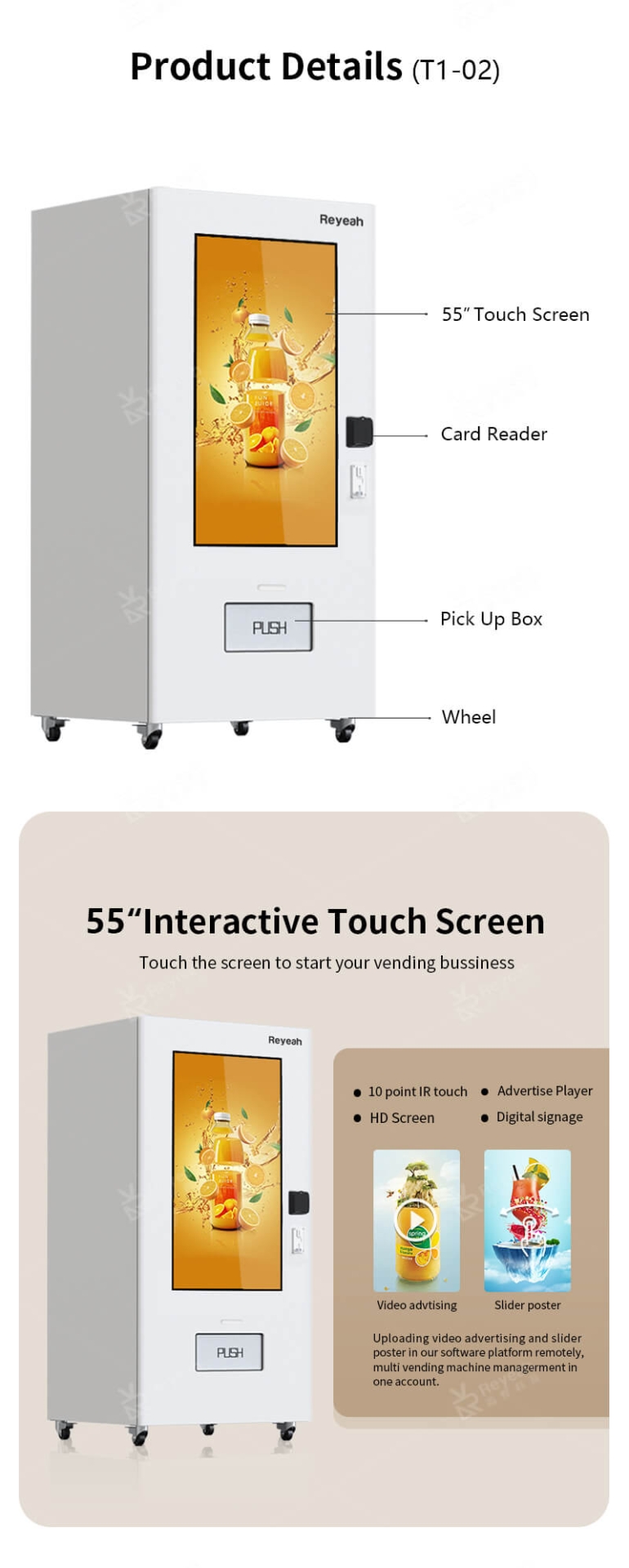 Fresh Food Elevator Vending Machine T1-02 - Reyeah