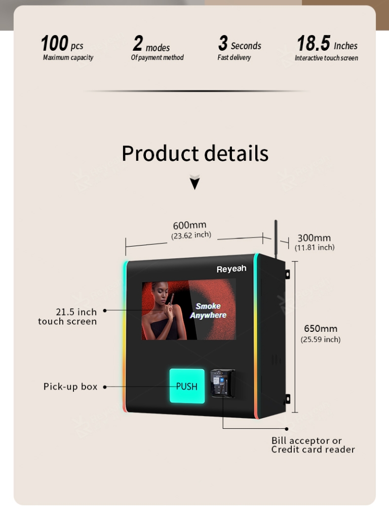 Wall Mounted Vending Machine B02 Pro With Touch Screen - Reyeah