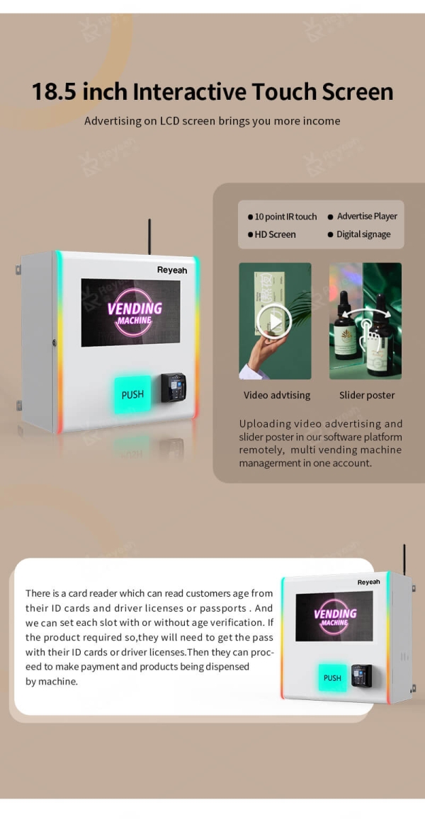Wall Mounted Vending Machine B02 With Touch Screen - Reyeah